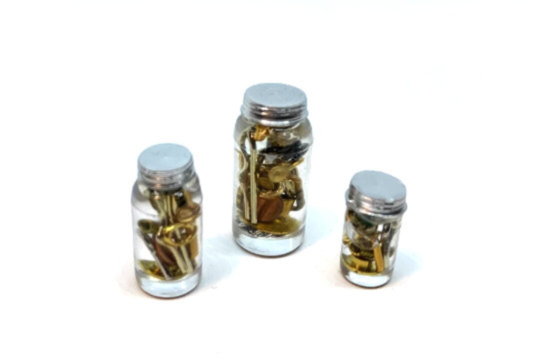 Miniature Nuts and Bolts Glass Jar: Dollhouse Home Decor, Size Choice ...