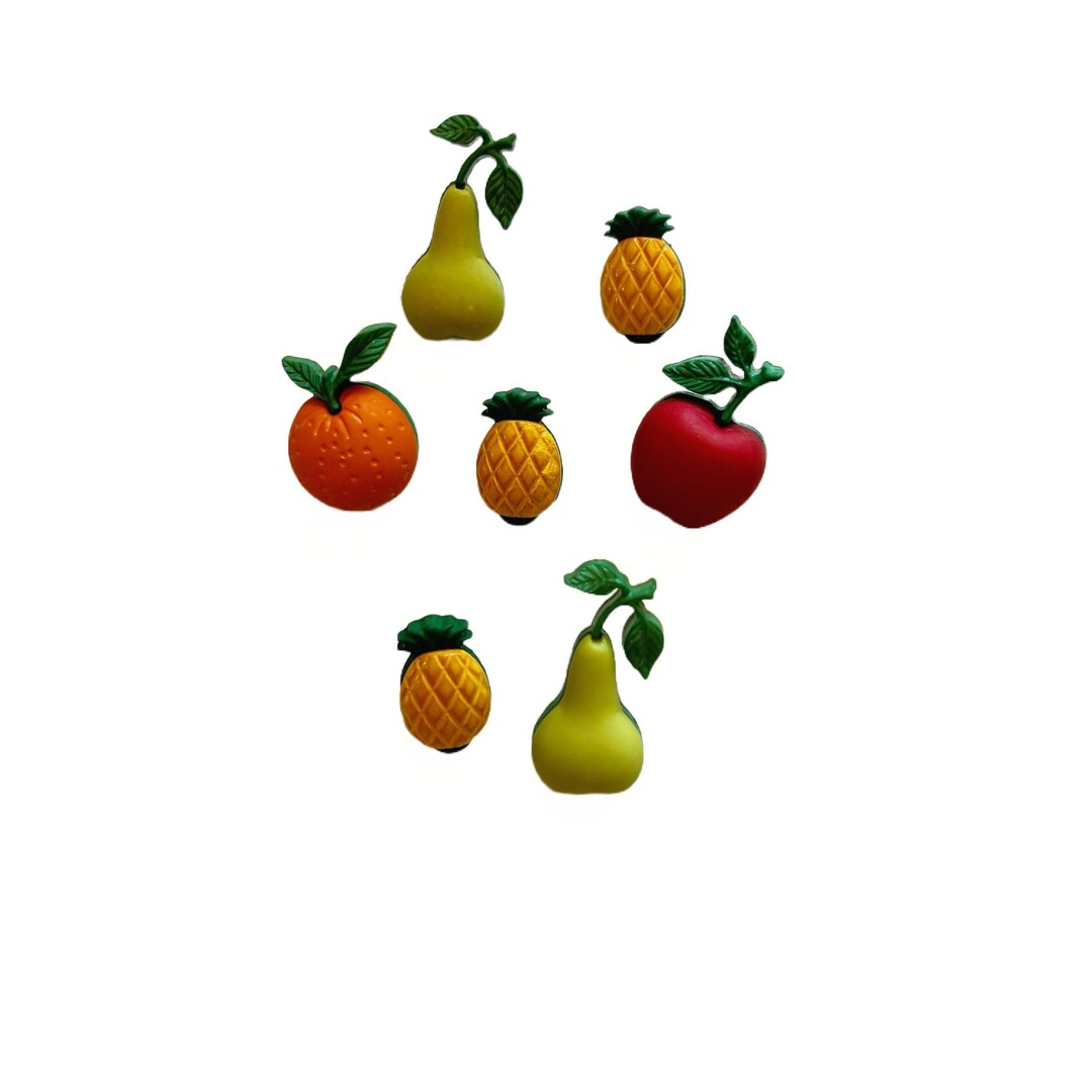 Farm Fresh Fruit Button Collection Set of 7 Shank Back Jesse James ...