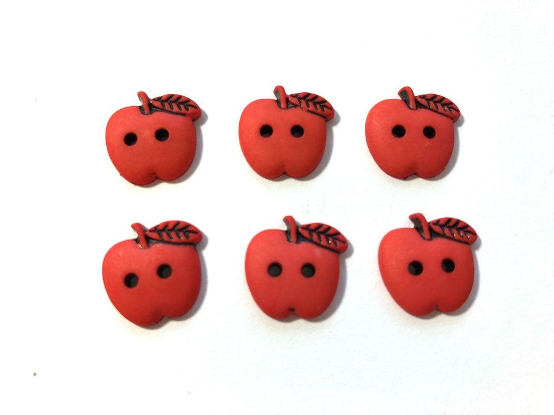 Mini Red Apple Buttons Galore Matte Finish 5/8" Two Hole Sew Thru Flat ...