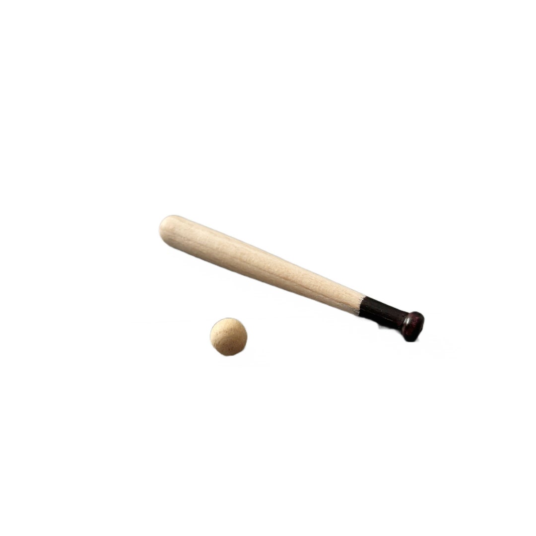Miniature Baseball & Bat Collection Set of 2 Dollhouse School Sports ...