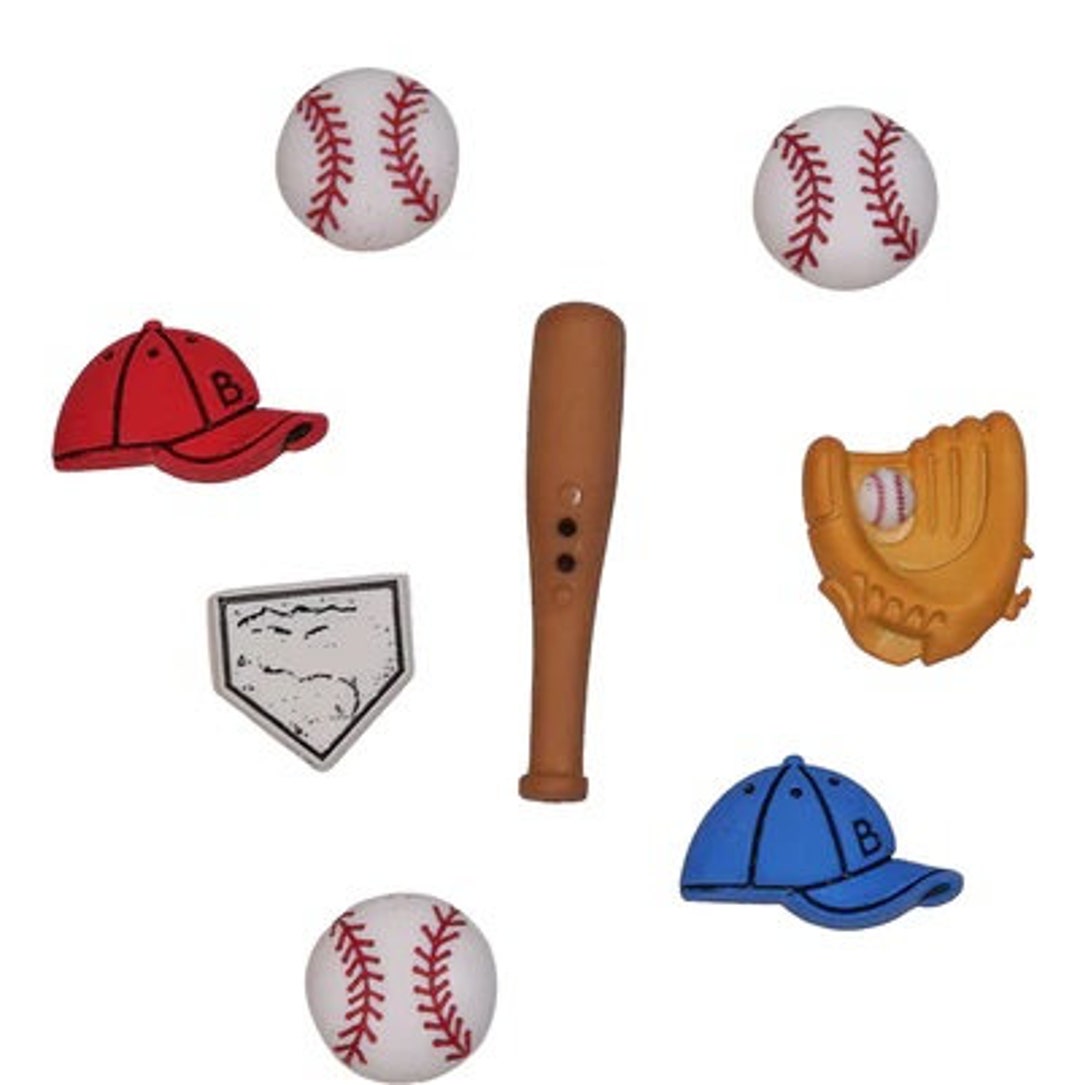 Baseball Collection Ball Hat Shank Back Buttons Bat Sew Thru Button ...