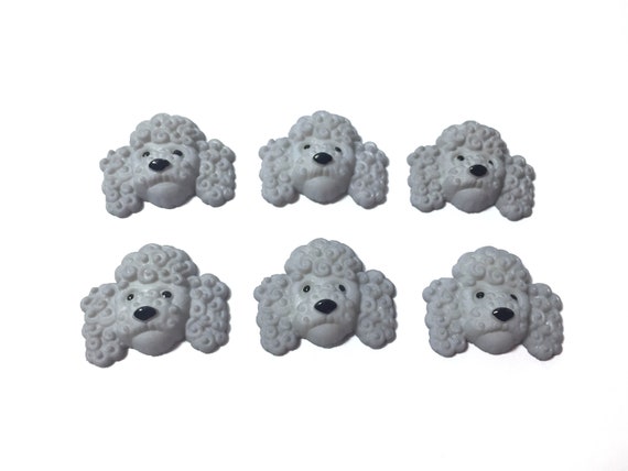 Poodle Dog Buttons Fuzzy Faces Pets Shank Flat Back Choice | Etsy