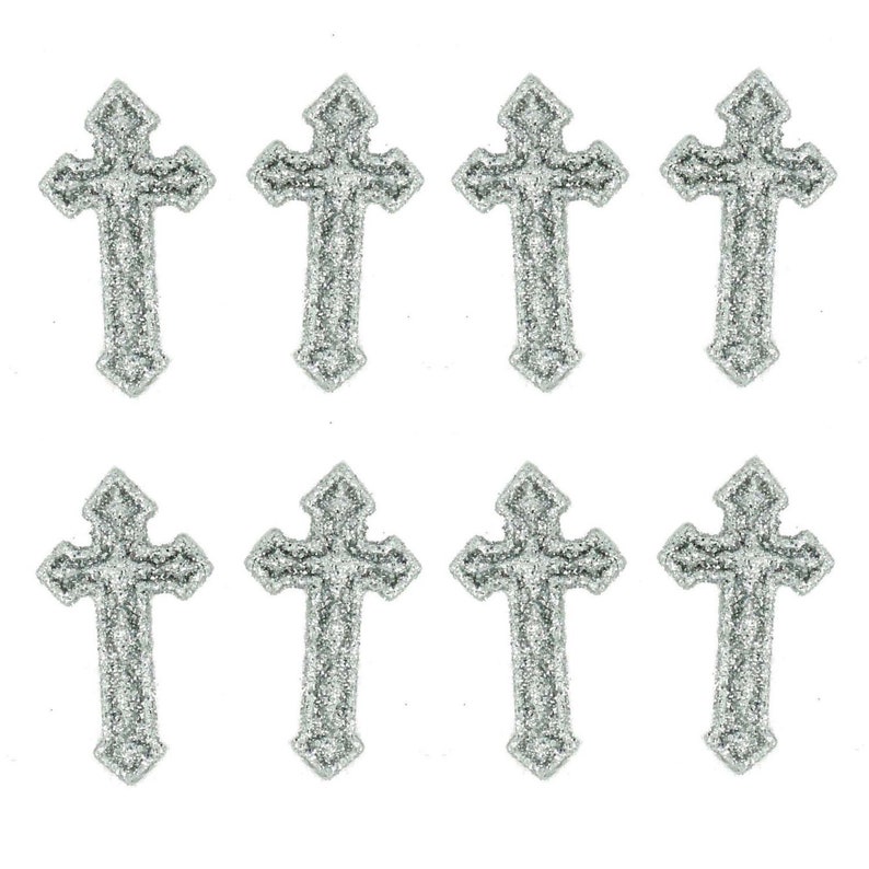Glitter Silver Cross Embellishments Crosses Set of 8 Flat Back | Etsy