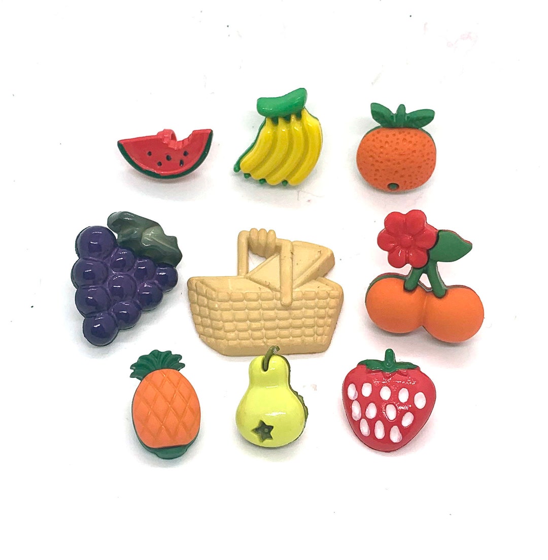 Fruit Buttons Galore Collection Set of 9 Shank Back Picnic Basket 38 - Etsy