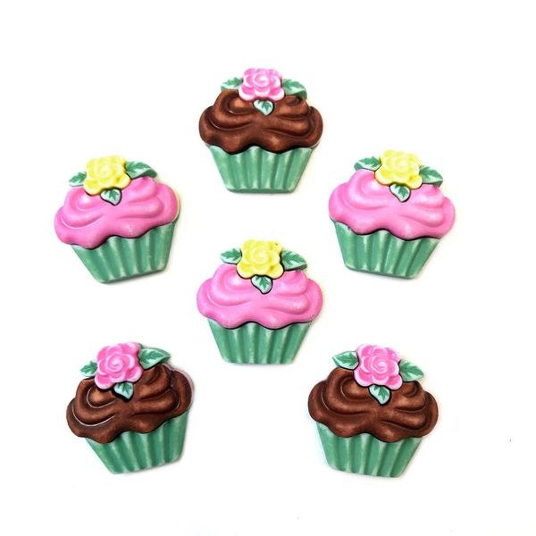 Cupcakes Buttons Galore Collection Set of 6 Shank Back Gourmet - 666 - Etsy