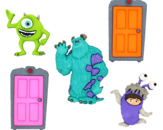 Disney Monsters Inc Button Collection Set of 5 Shank Back Jesse James ...