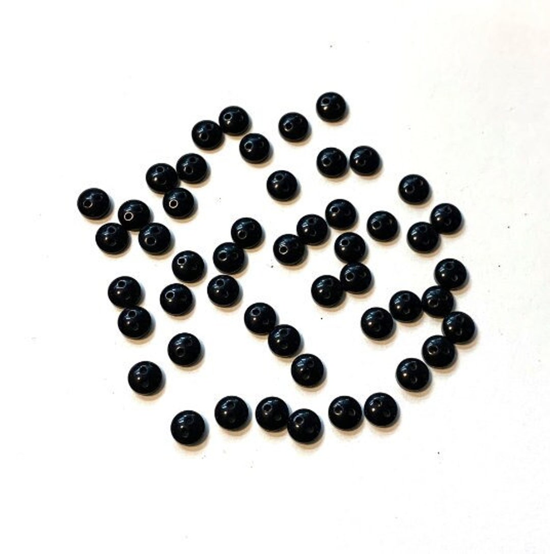 6MM BLACK Mini Buttons 1/4" Sold by Weight Two Hole Sew Thru Gloss ...
