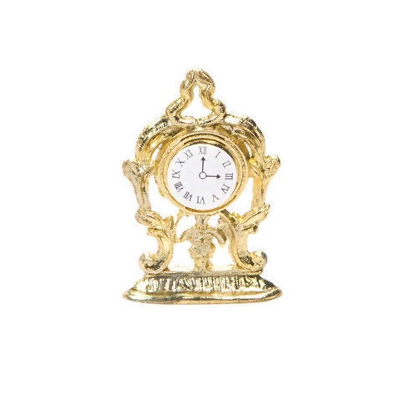Miniature Gold Mantel Clock Dollhouse Home Decor Miniatures - Etsy