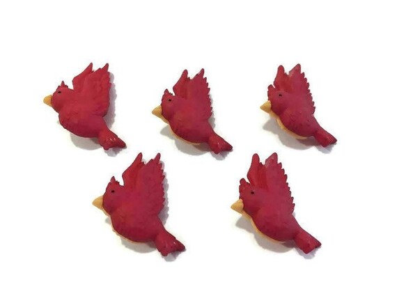 Red Cardinal Buttons Birds Feathered Friends Shank Back Jesse | Etsy
