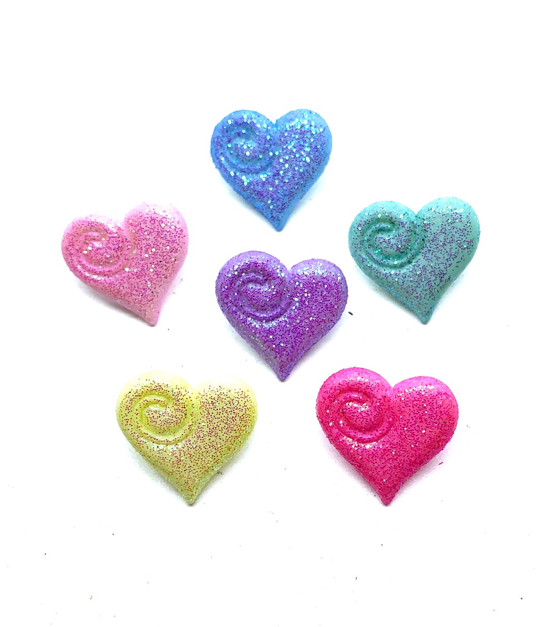 Glitter Heart Buttons Galore Collection Shank Flat Back Choice Bright ...