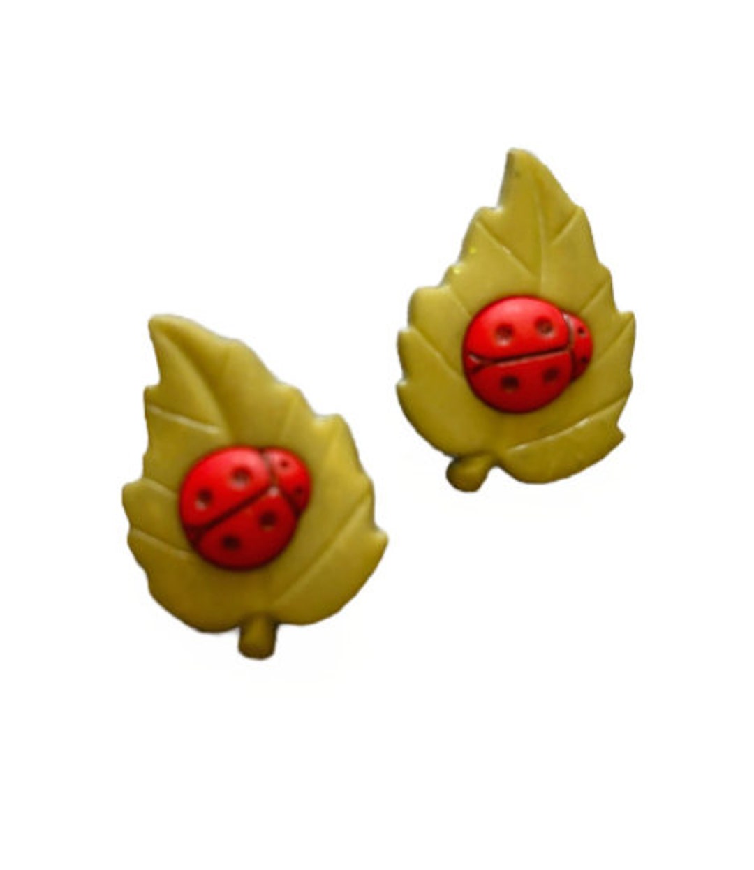 Ladybug on Leaf Buttons Galore Lady Bug Shank Back 1098 - Etsy