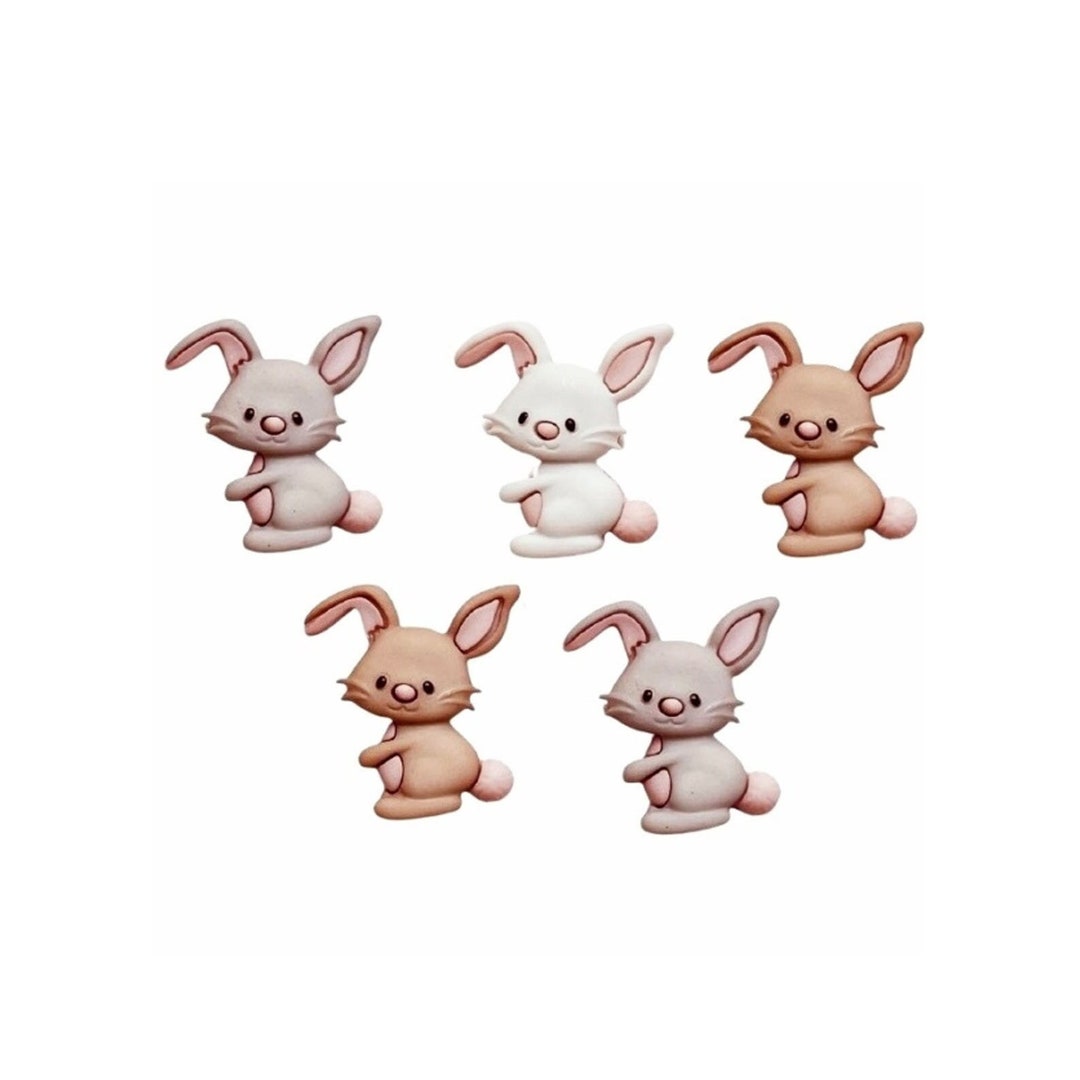Bunny Buttons Collection Set of 5 SHANK Back Buttons for Sewing and ...