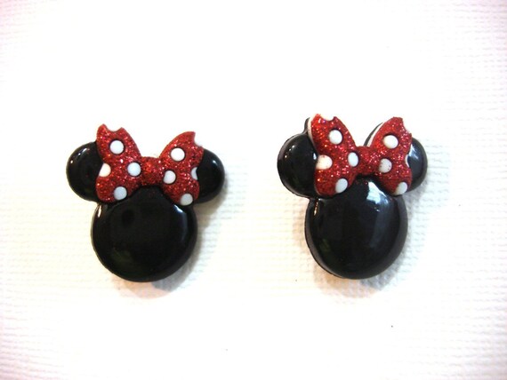 Disney Glitter Minnie Mouse Ears Buttons Shank Flat Back | Etsy