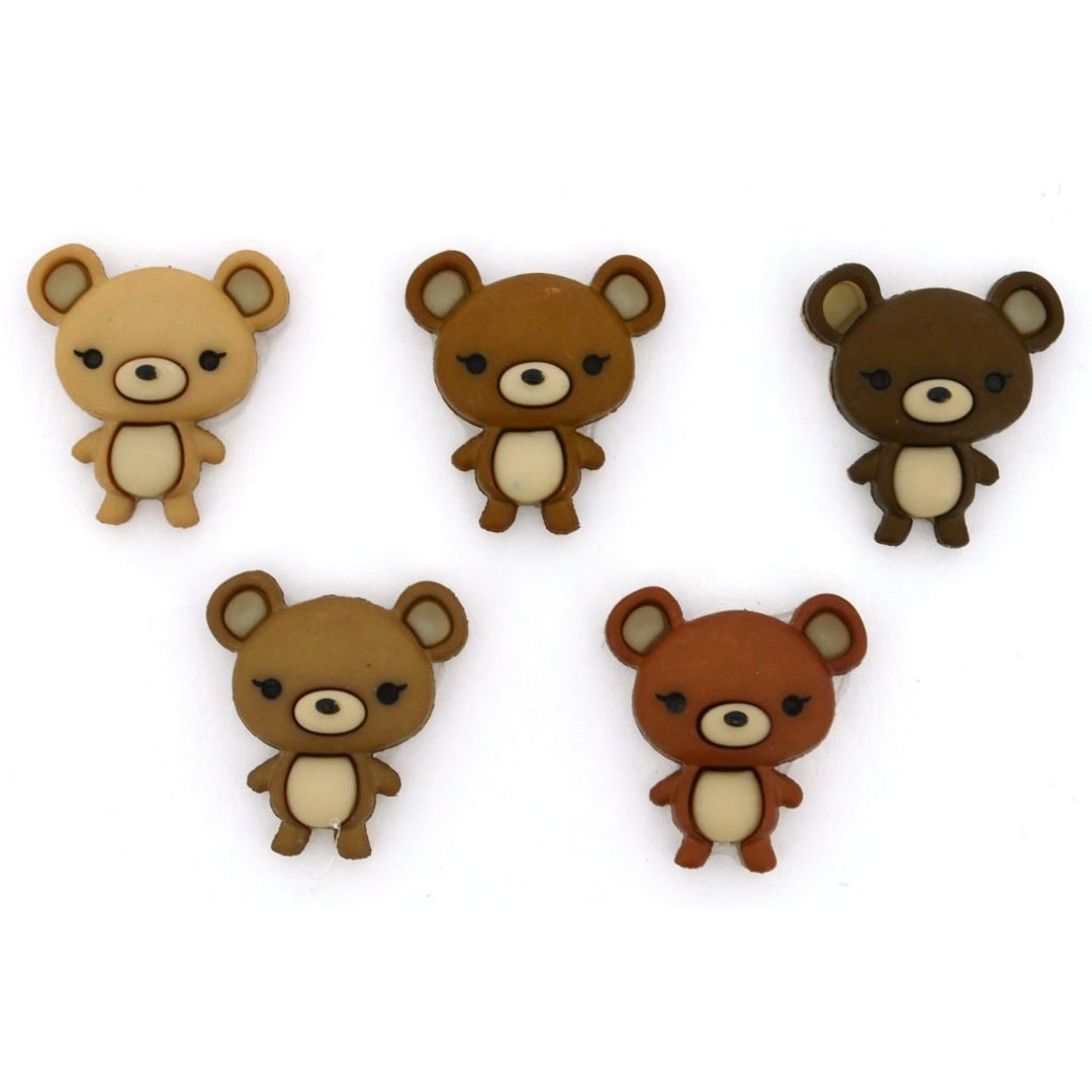 Teddy Bear Buttons Collection Hugs Shank Flat Back Choice Set of 5 ...