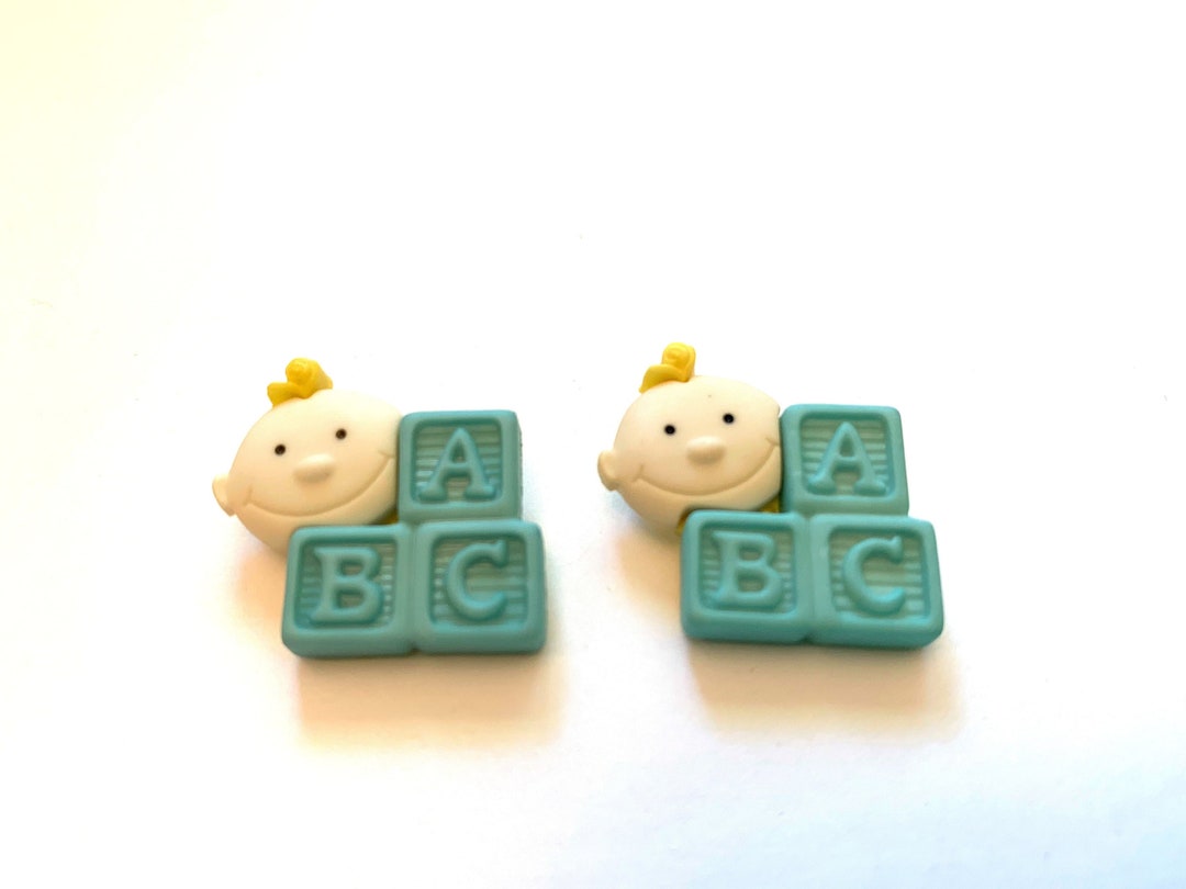 Baby Toy ABC Blocks Buttons White Black Face Color Choice Shank Back ...