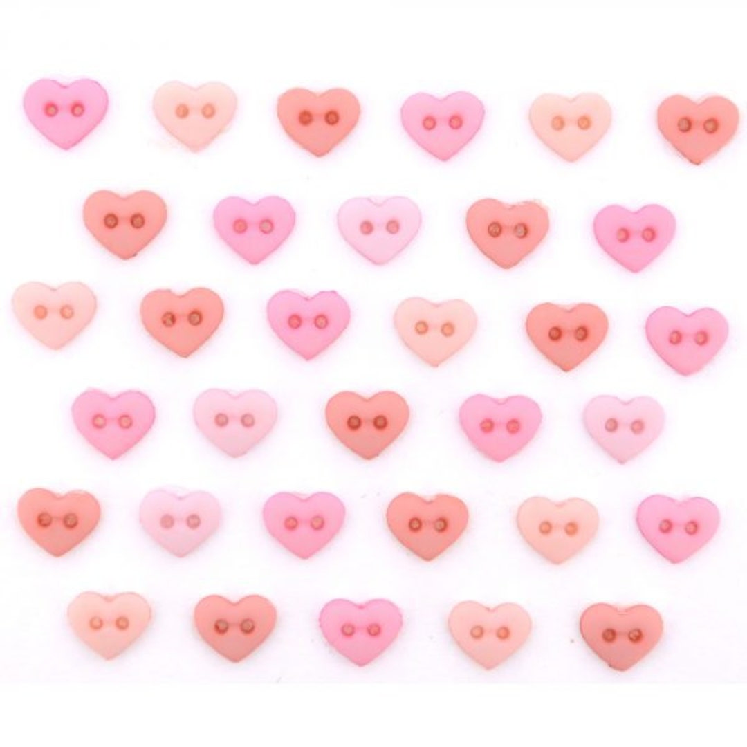 Mini Heart Buttons Pink Rose Two Hole Jesse Dress It up - M102 I - Etsy