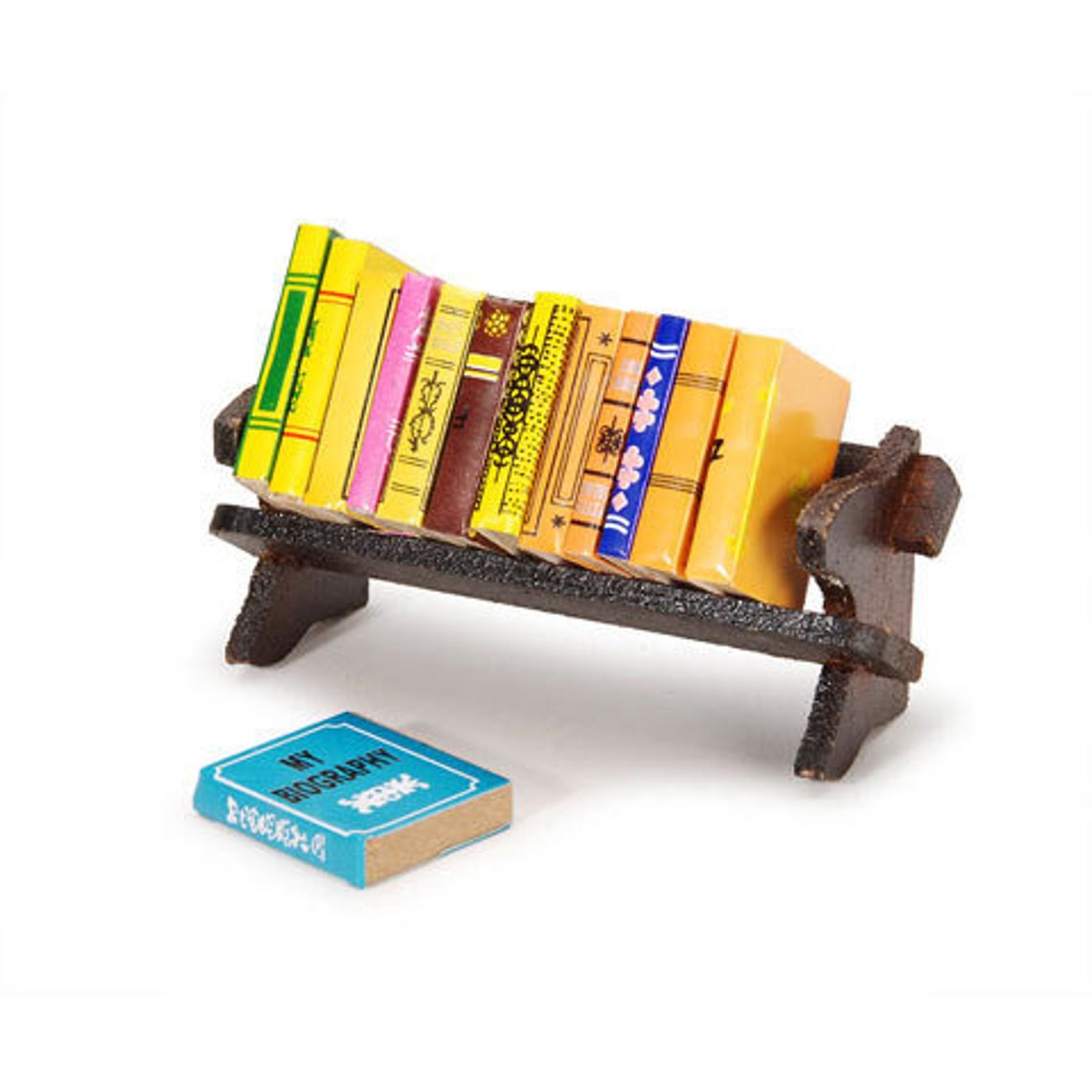 Miniature Bookshelf Collection Removable Wooden Books Set of 14 ...