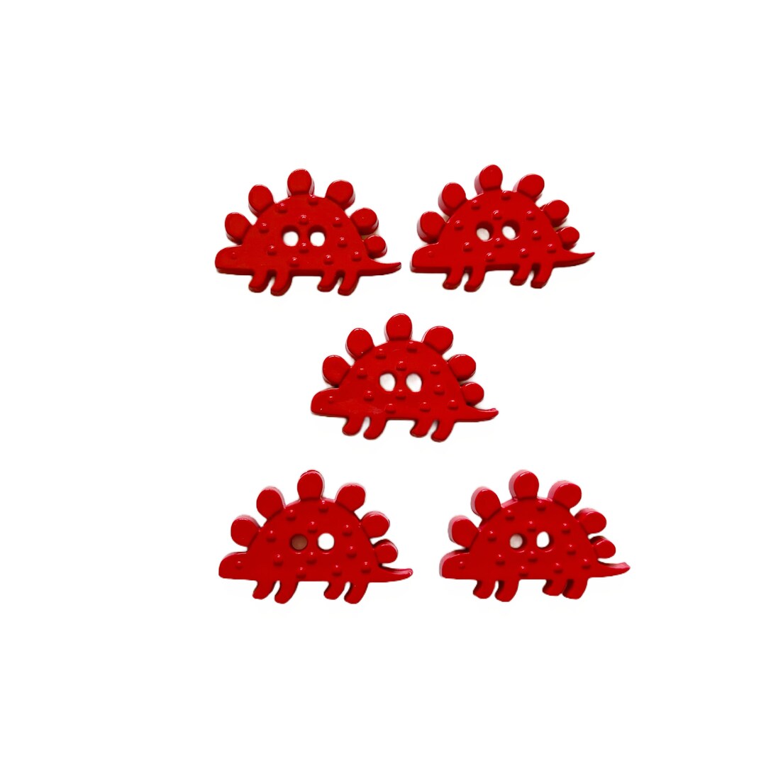 Dinosaur Buttons Stegosaurus Set of 5 Color Choice Two Hole Sew Thru ...