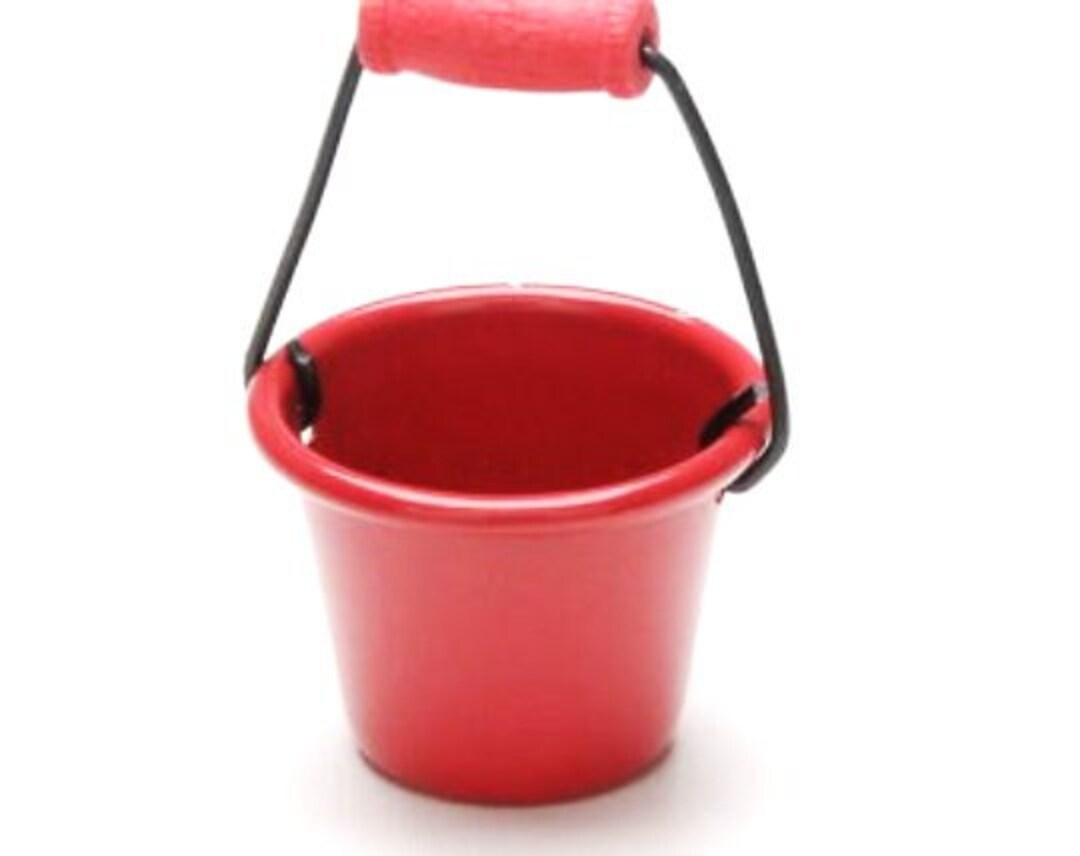 Miniature Red Metal Pail Bucket Set of 1 Piece Dollhouse Fairy Garden ...