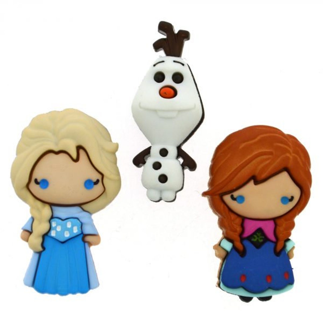 Disney Frozen Buttons Collection Elsa Anna & Olaf Set of 3 Shank Back ...