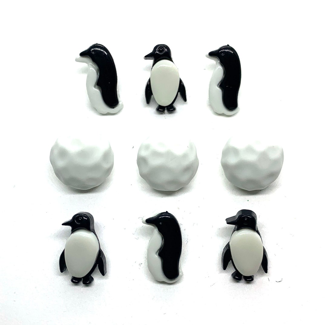 Penguins Buttons Galore Collection Snowballs Set of 9 Shank Back - 648 ...