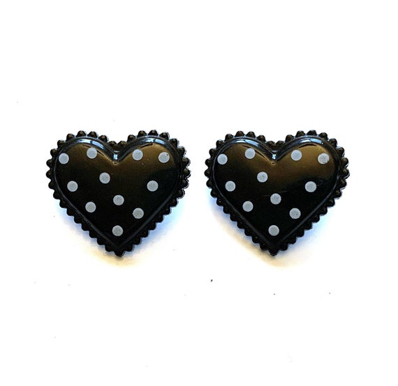 Heart Buttons Black & White Polka Dots Crafting With Buttons | Etsy