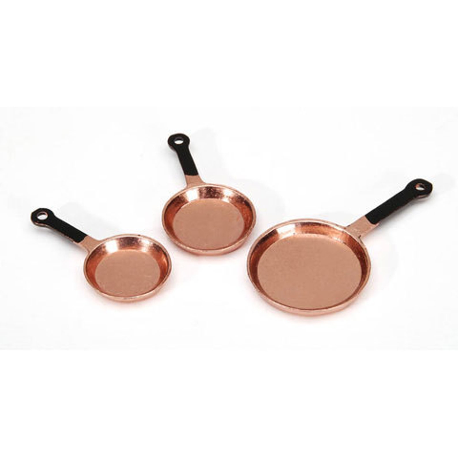 Miniature Copper Fry Pans Collection Set of 3 Dollhouse | Etsy