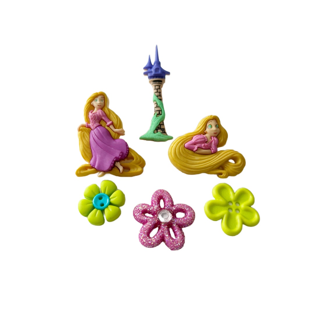 NEW Disney Rapunzel Button Collection Set of 6 Tangled Flowers Shank ...