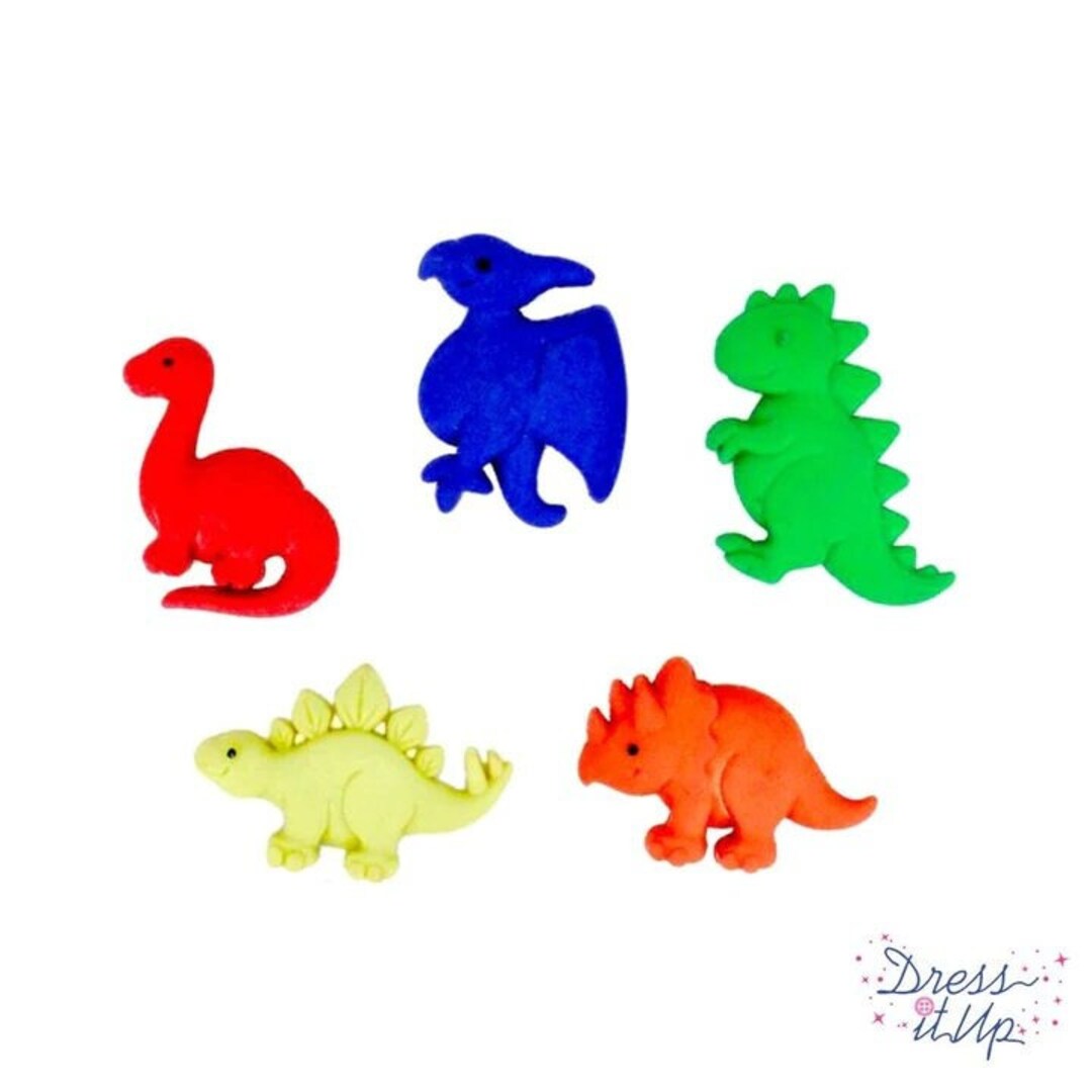 Prehistoric Pets Dinosaur Buttons Collection Toys Shank Flat Back ...