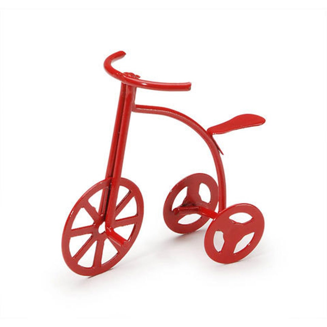 Miniature Red Tricycle Trike Dollhouse Fairy Garden Miniatures Metal ...