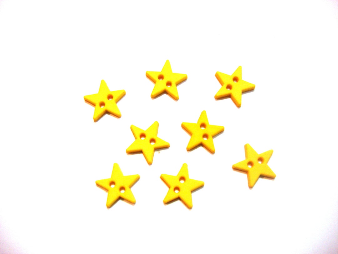 Mini Stars Buttons 7/16 YELLOW Two Hole Sew Thru Flat Back Jesse James ...