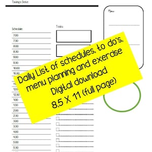 Daily Planner Page - Full Size 8.5 X 11 - Etsy