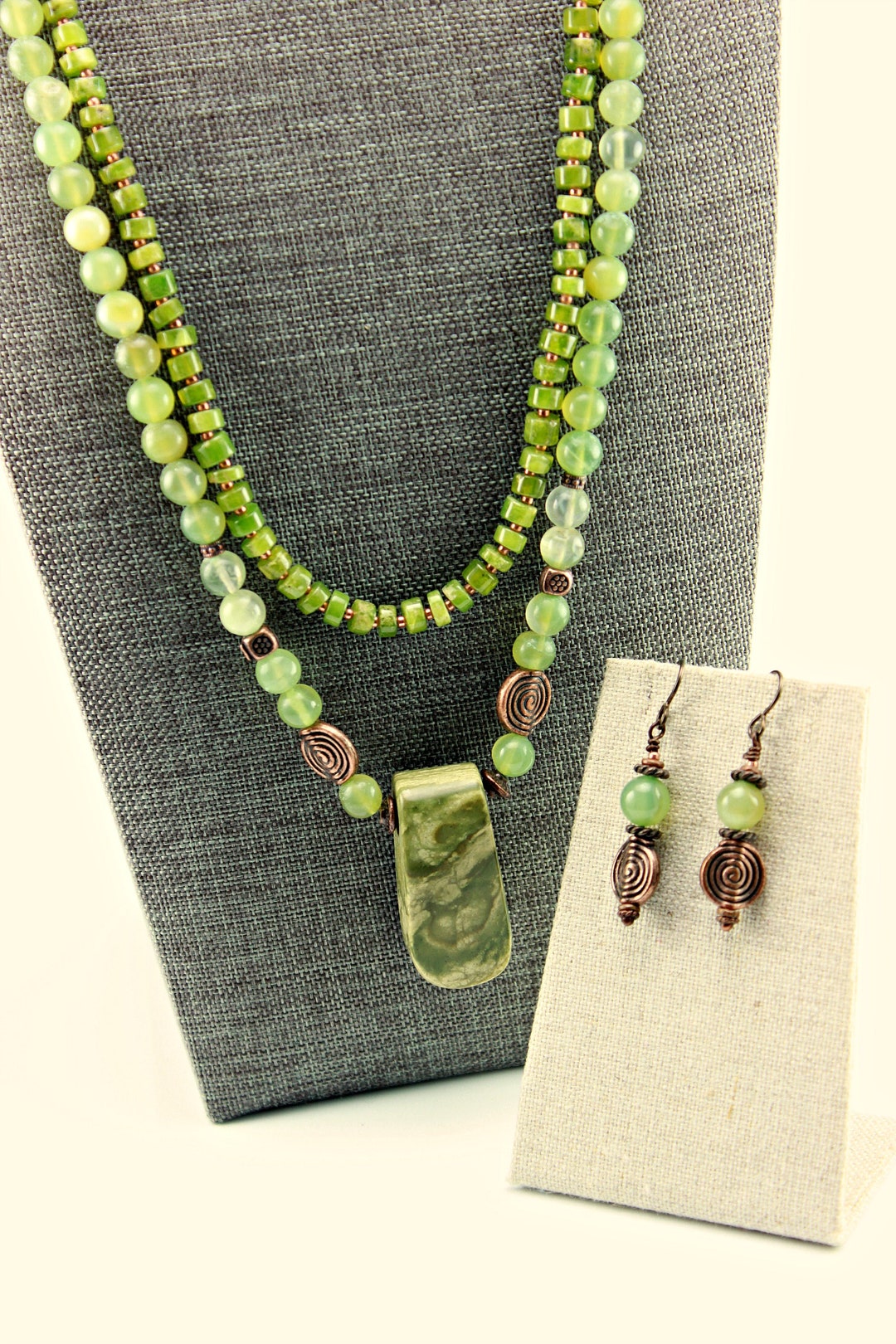 Green Jasper Garnet Aventurine Necklace, 246 - Etsy