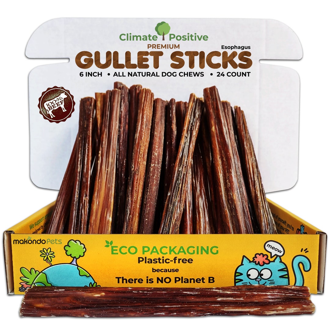 Natural Beef Gullet Sticks Dog Chews: Healthy Esophagus Treats, 6" - 24 ...