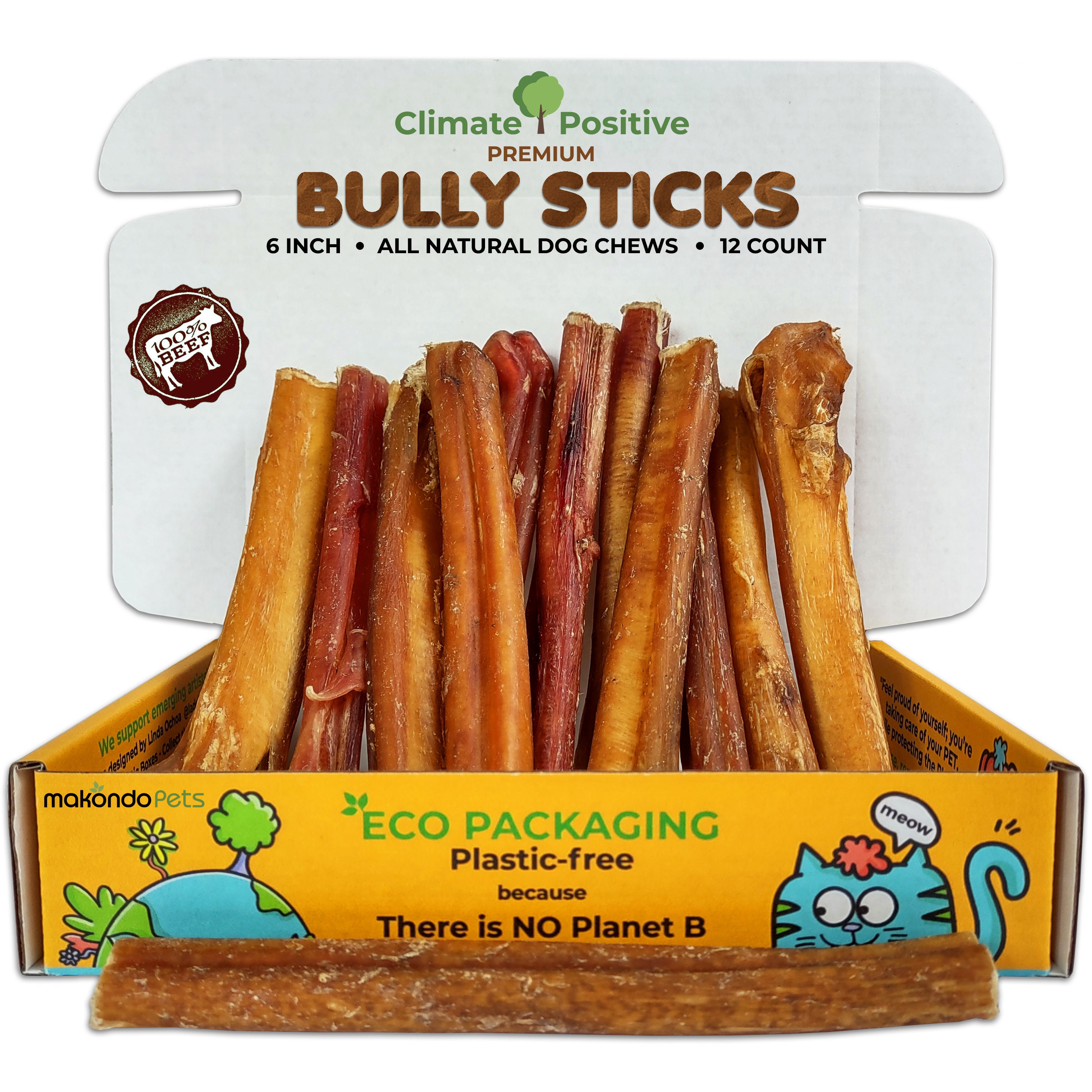 Bully Sticks 100% Natural Beef Dog Chews, 6 12pcs. Premium Healthy Dog ...