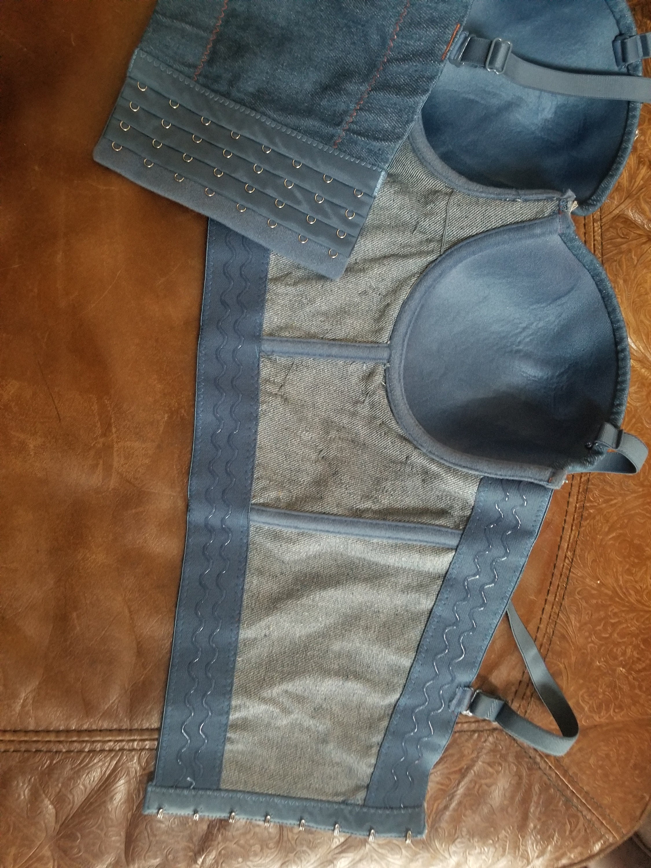 Denim Rhinestone Detail Bustier Push Up Sexy Crop Top Woman G1 | Etsy