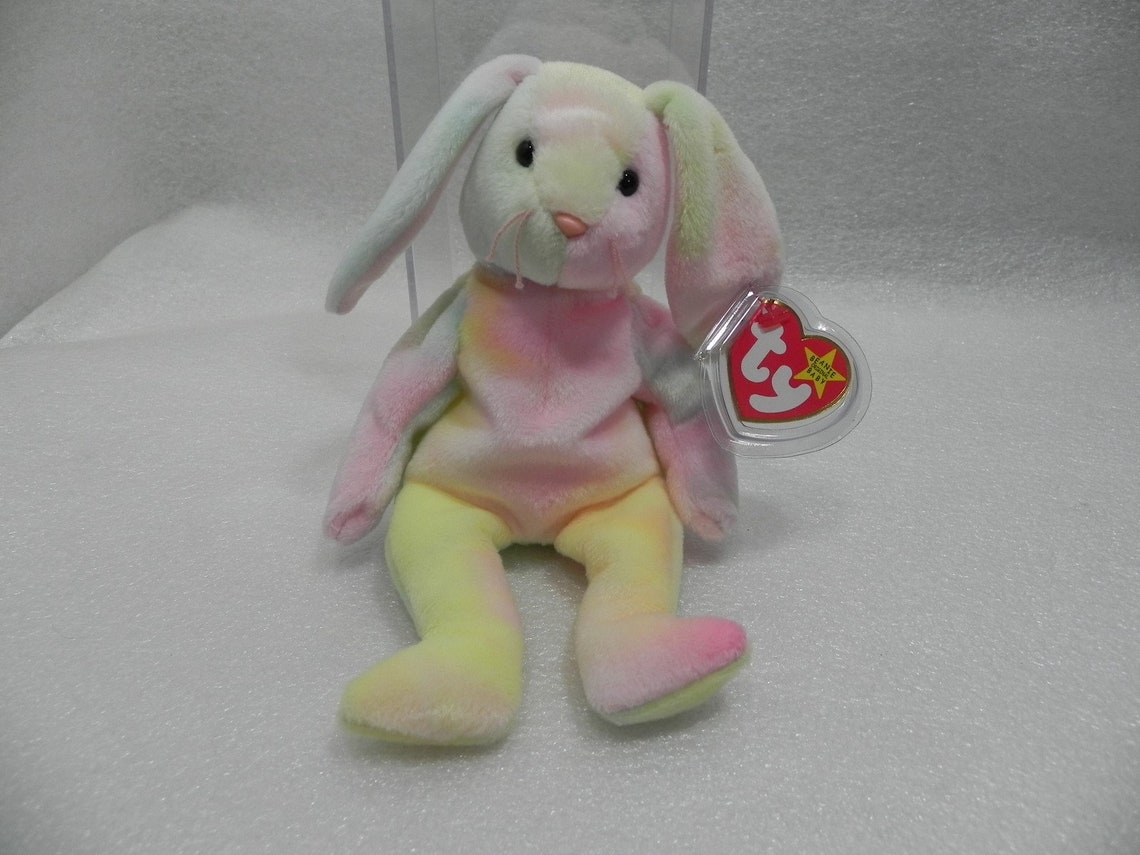 Hippie Ty Beanie Baby Tye Dye Bunny With Display Case Tag - Etsy