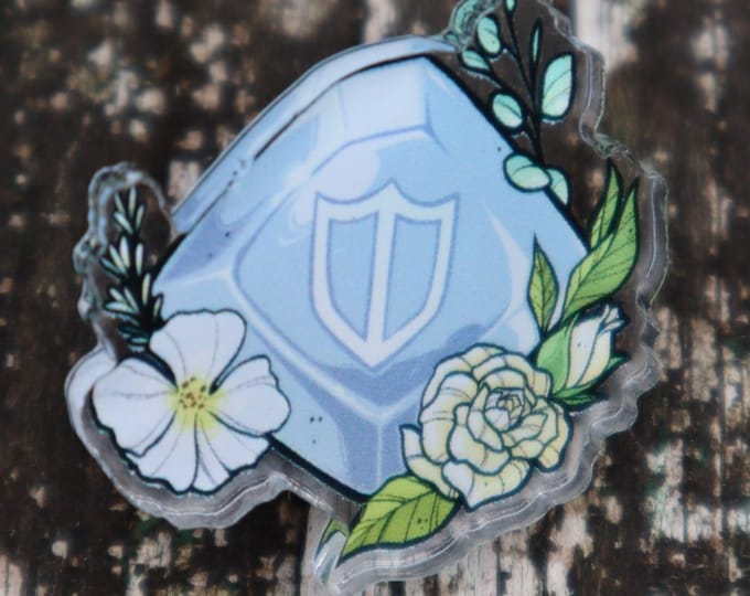 Acrylic PIN 1.25 Paladin PLD Tank Floral Flower Job Stone Crystal FFXIV ...