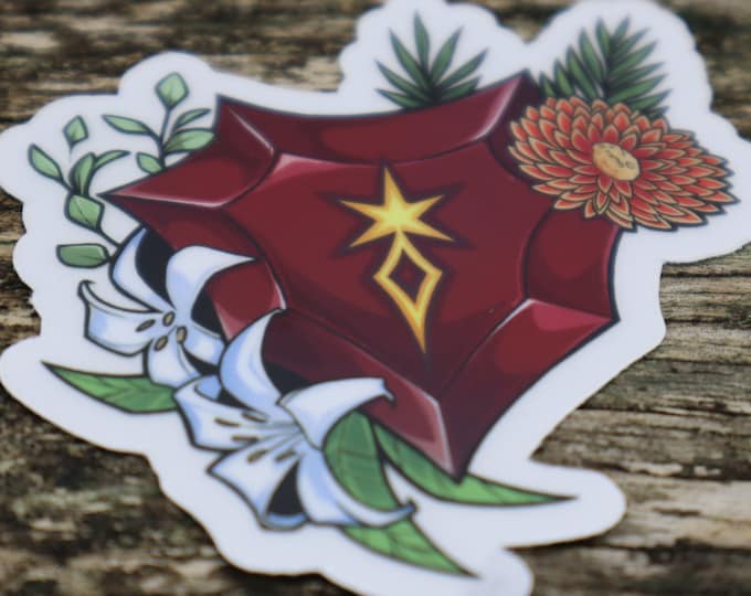 CLEAR STICKER (3") - Dark Knight Drk Jobstone Floral Sticker FFXIV ...