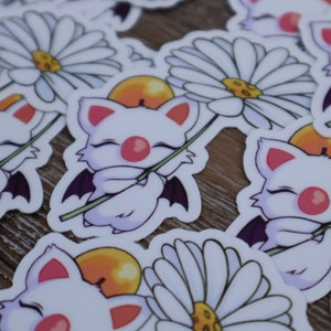STICKER (3") - Chibi Moogle Mog Floating With a Daisy FFXIV Final ...