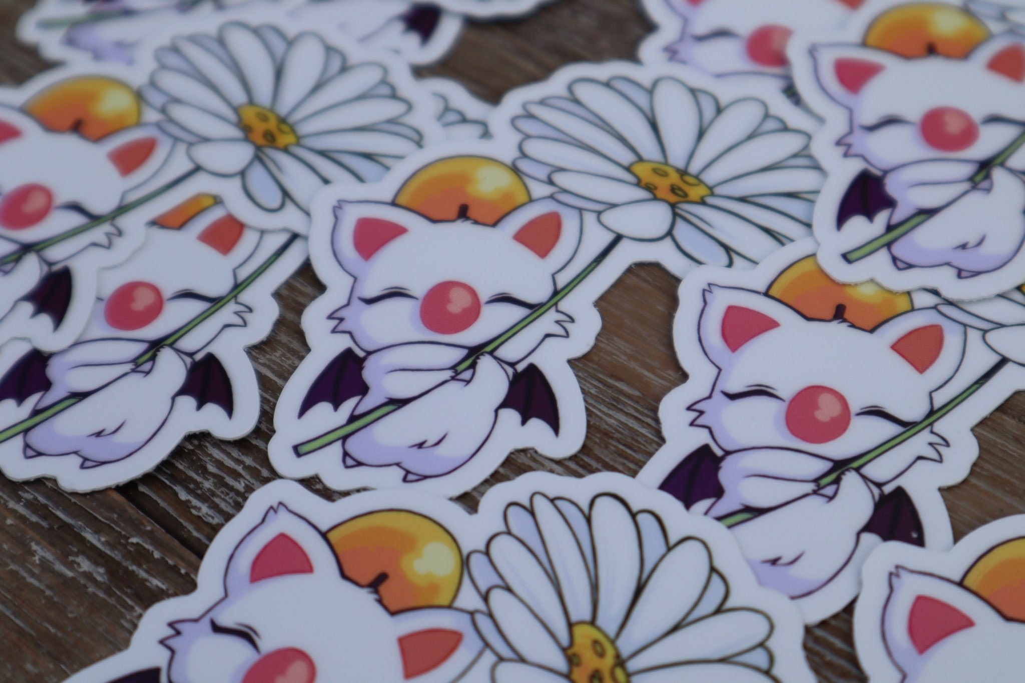 STICKER 3 Chibi Moogle Mog Floating With a Daisy - Etsy