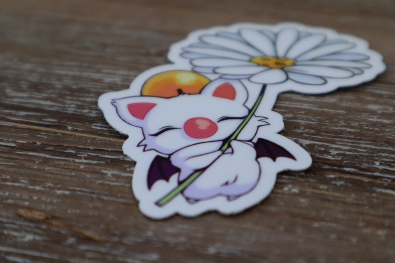 STICKER 3 Chibi Moogle Mog Floating With a Daisy | Etsy