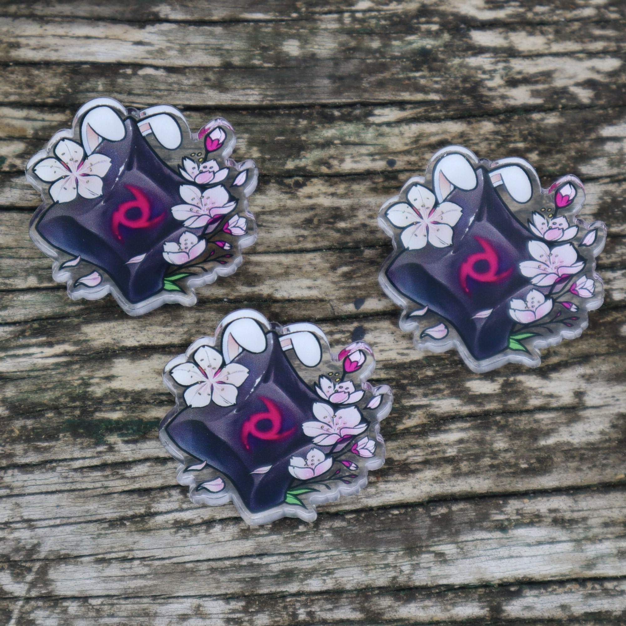 Acrylic PIN (1.25") - Ninja NIN Dps Floral Flower Job Stone Crystal ...