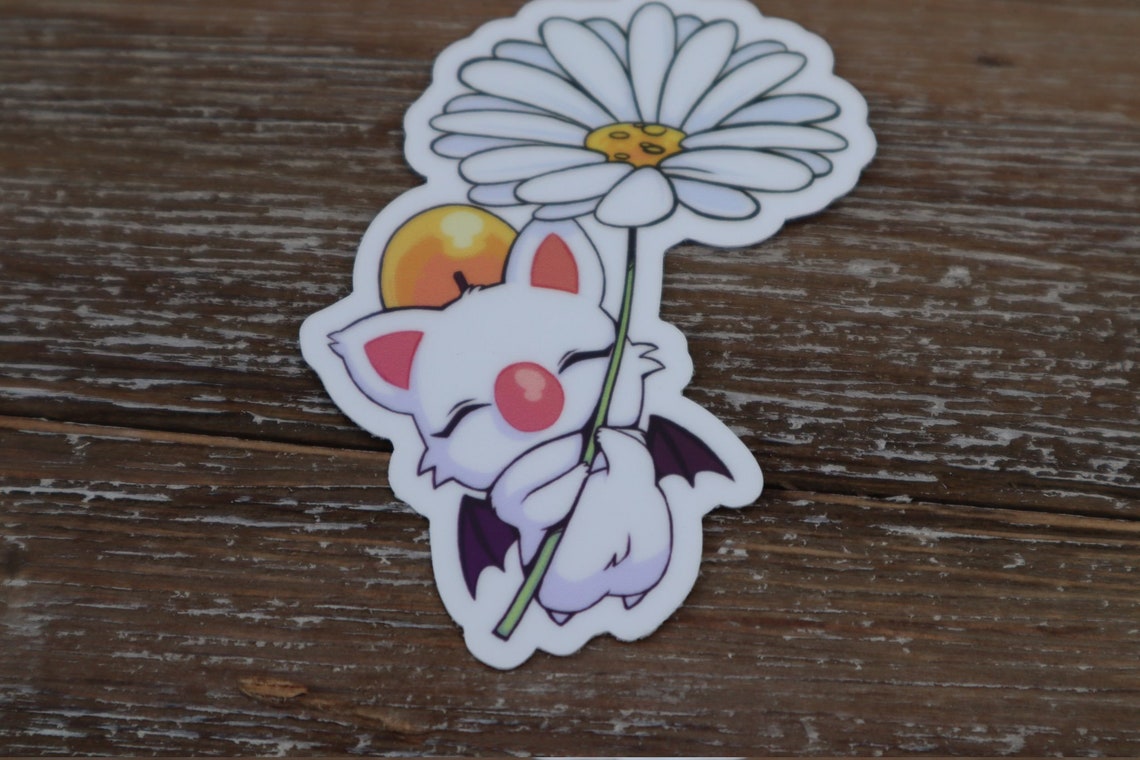 STICKER 3 Chibi Moogle Mog Floating With a Daisy - Etsy