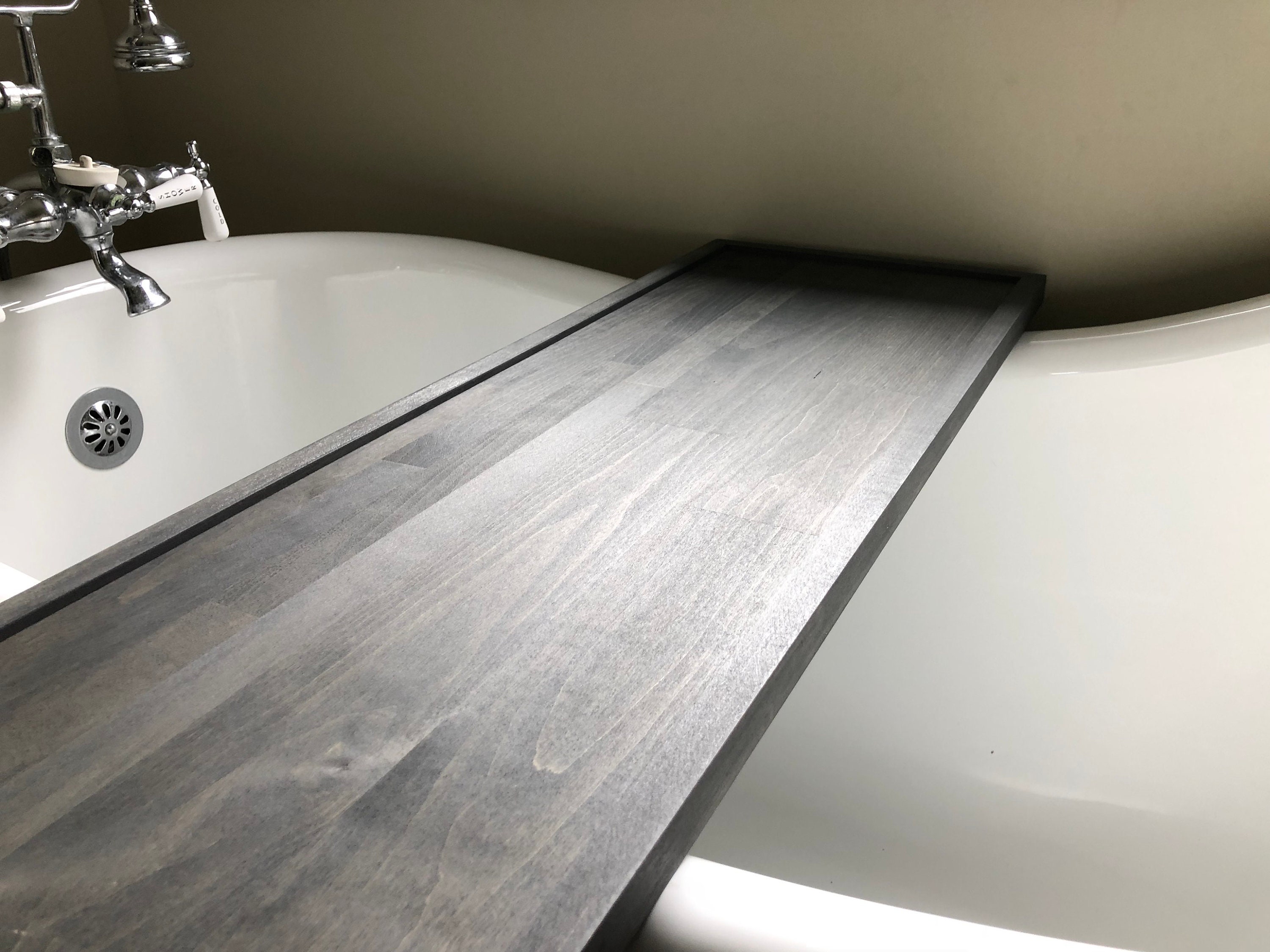 Customizable Wood Bath Caddy: Modern Bathtub Tray, Relaxation and ...