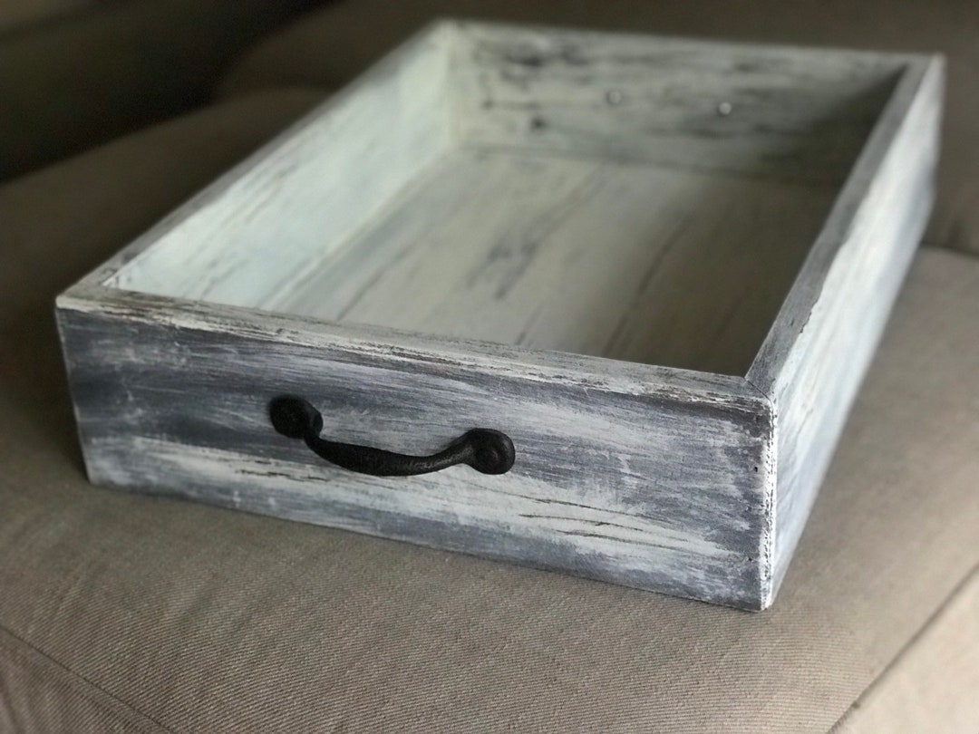 Rustic Farmhouse Tray: Distressed Wood, Optional Rope/iron Handles - Etsy