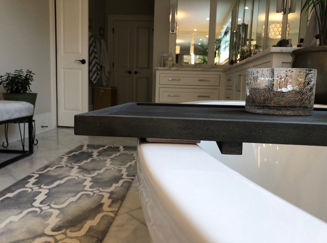 Customizable Wood Bath Caddy: Modern Bathtub Tray, Relaxation and ...