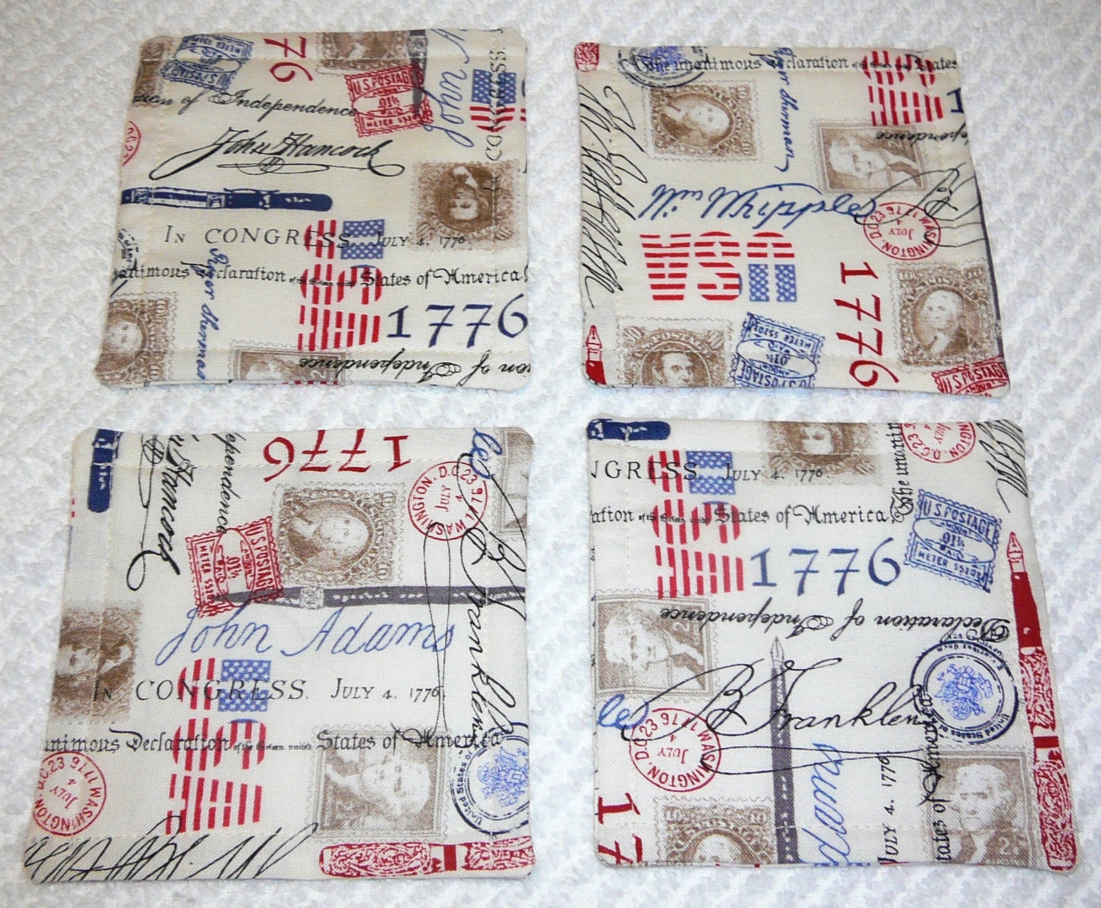 COASTER Set~patriotic~4th of July~designs Vary~fabric~reversible ...