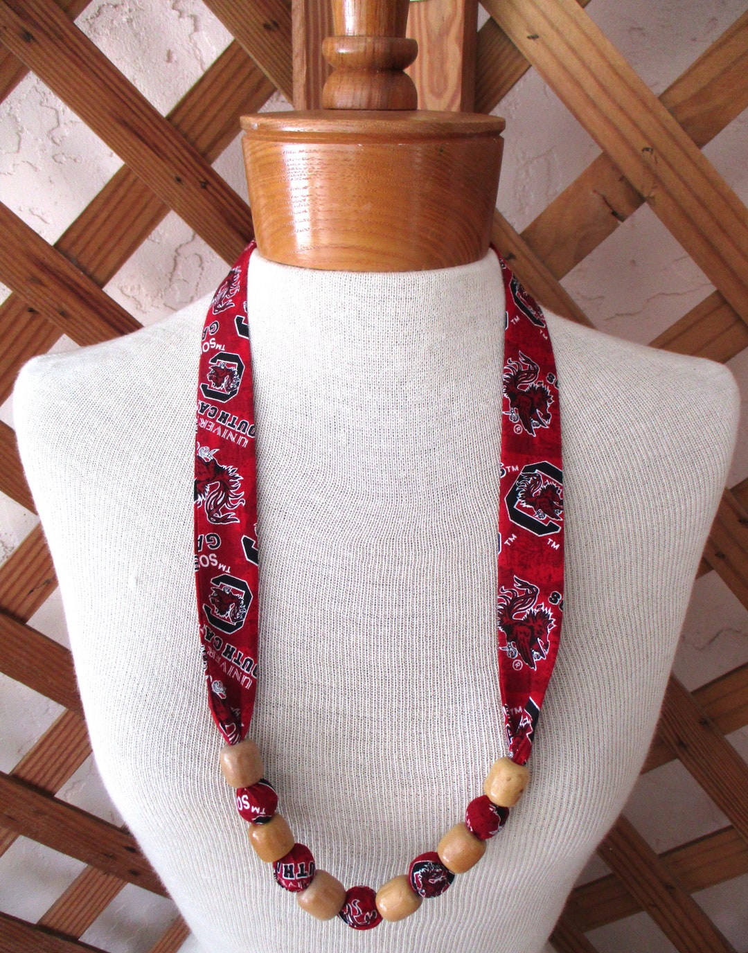NECKLACES~COLLEGE Teams~university of South Carolina~gamecocks~fabric ...