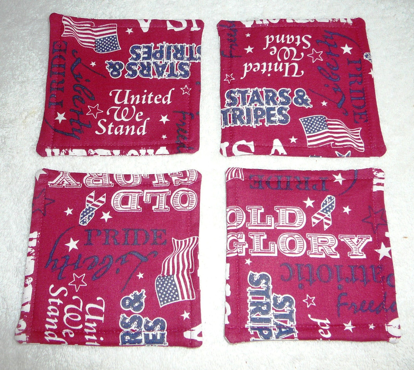 COASTER Set~patriotic~4th of July~designs Vary~fabric~reversible ...
